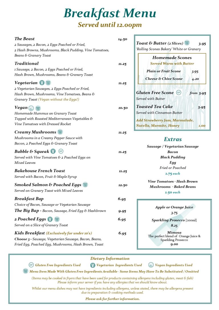 Menus 2025 – The Bakehouse Cullompton